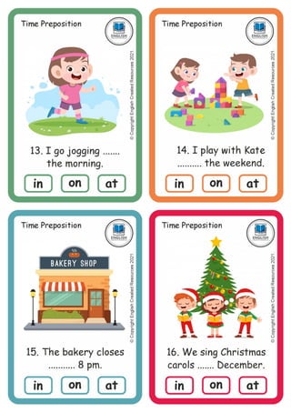 Preposition of time task cards | PDF