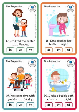 Preposition of time task cards | PDF