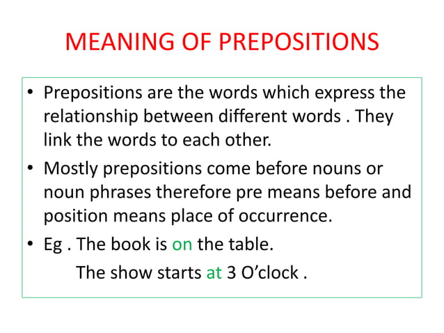 Preposition powerpoint for class 9....... | PDF