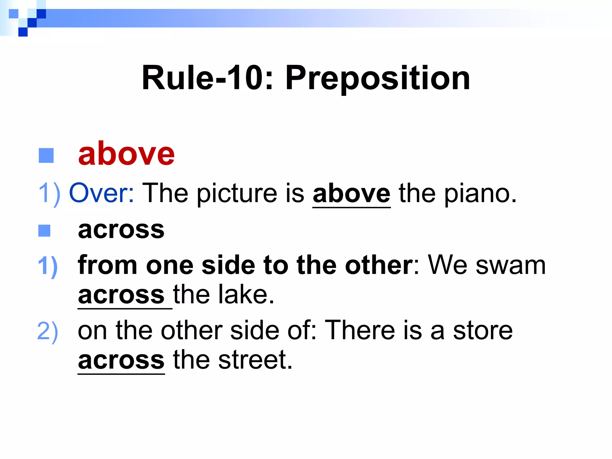 Rules of Preposition | PPT