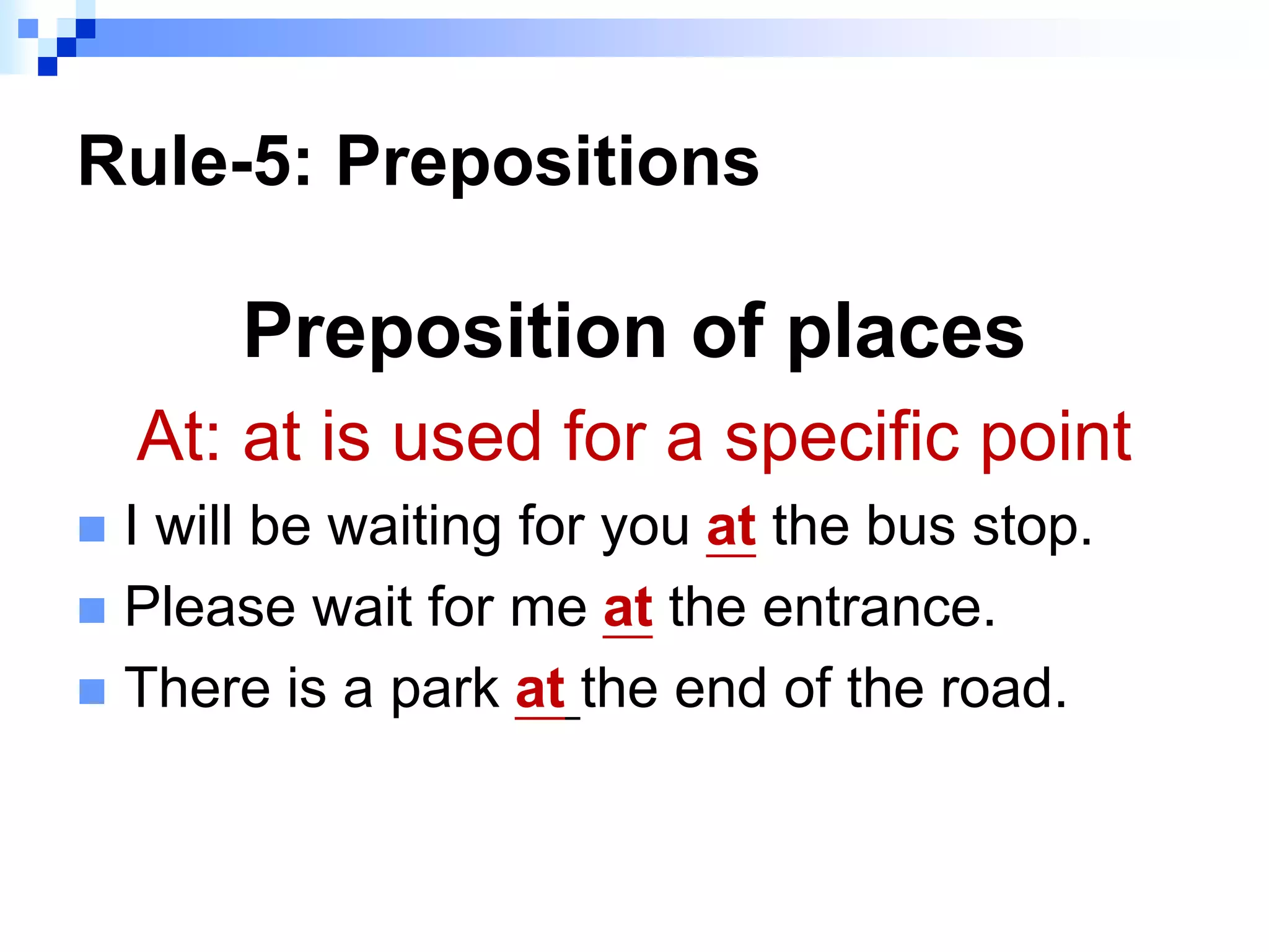 Rules of Preposition | PPT