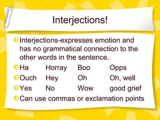 Prepositions with Pronouns, Conjunctions, and Interjections | PPT ...
