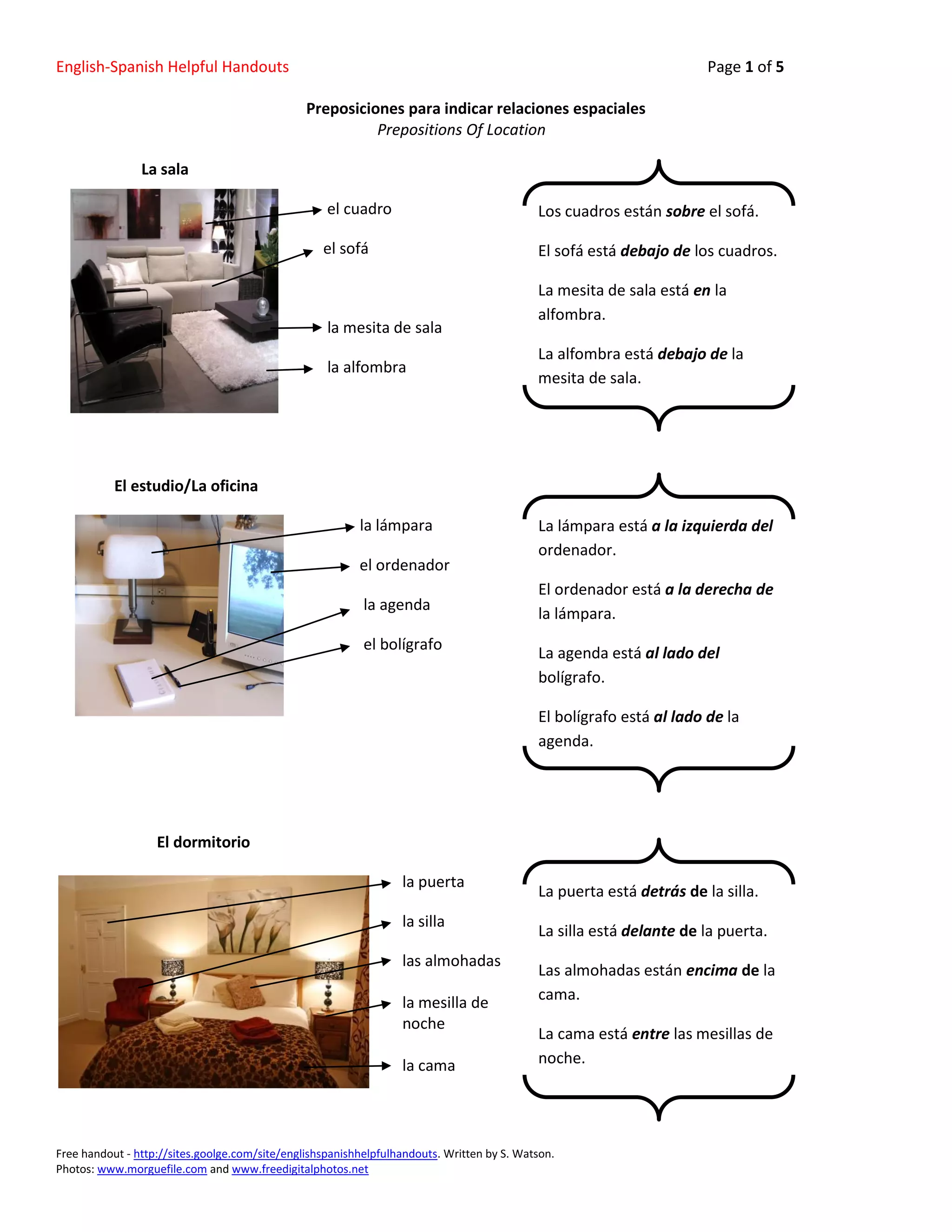 Preposiciones para indicar relaciones espaciales - Prepositions Of ...