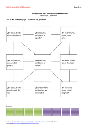 Preposiciones para indicar relaciones espaciales - Prepositions Of ...