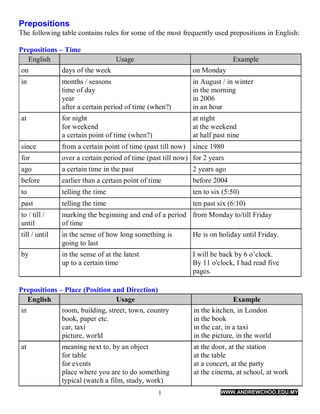Prepositions | PDF
