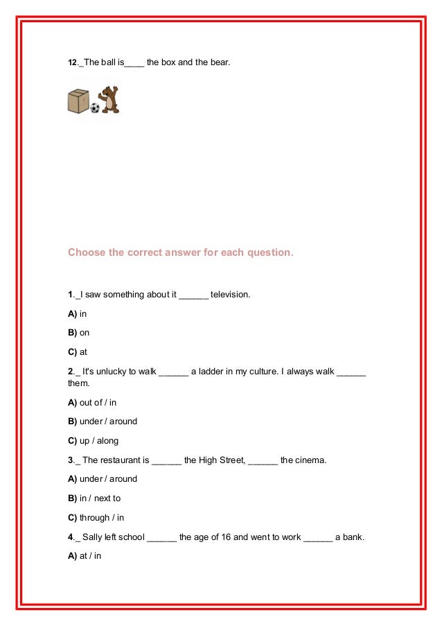 Preposition Worksheets For Grade 4 With Answers Leftwings
