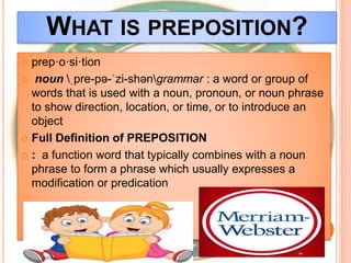 Preposition Definition