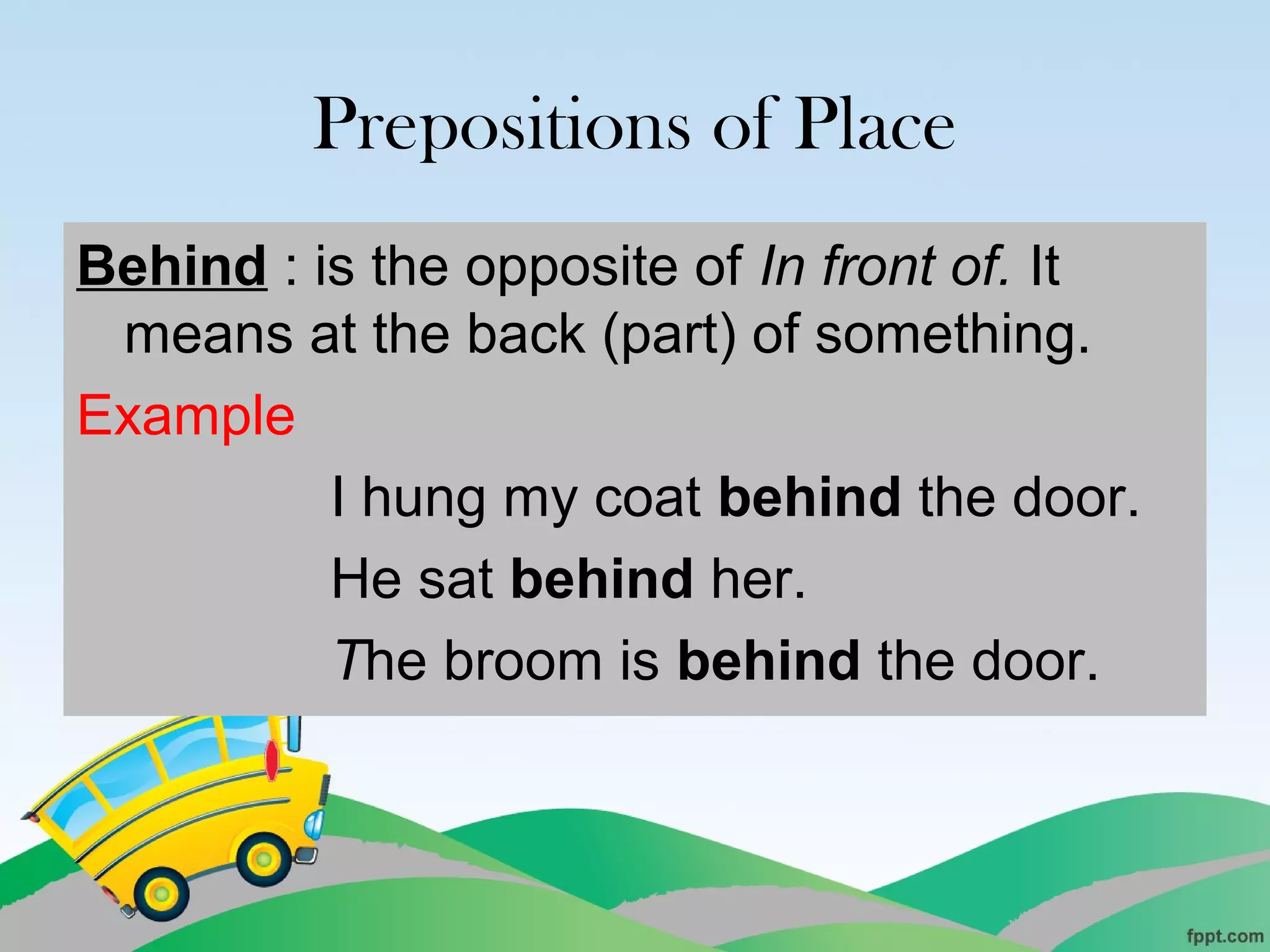 Prepositions of Place | PPT