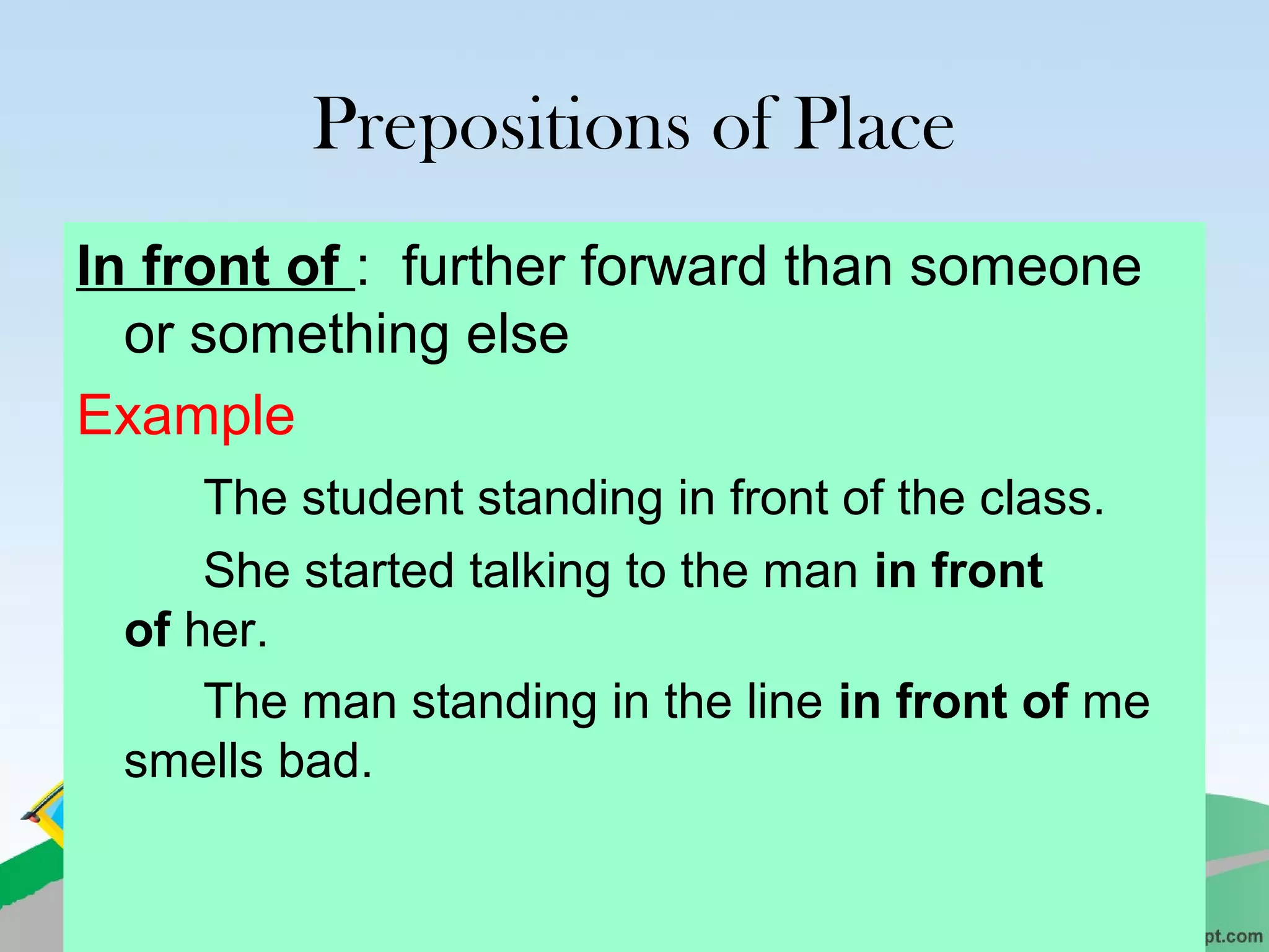 Prepositions of Place | PPT