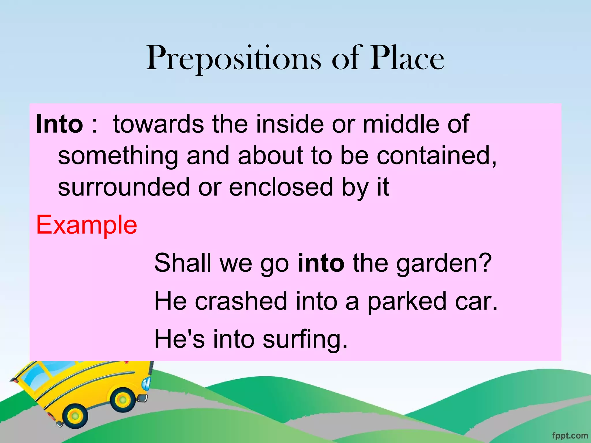 Prepositions of Place | PPT