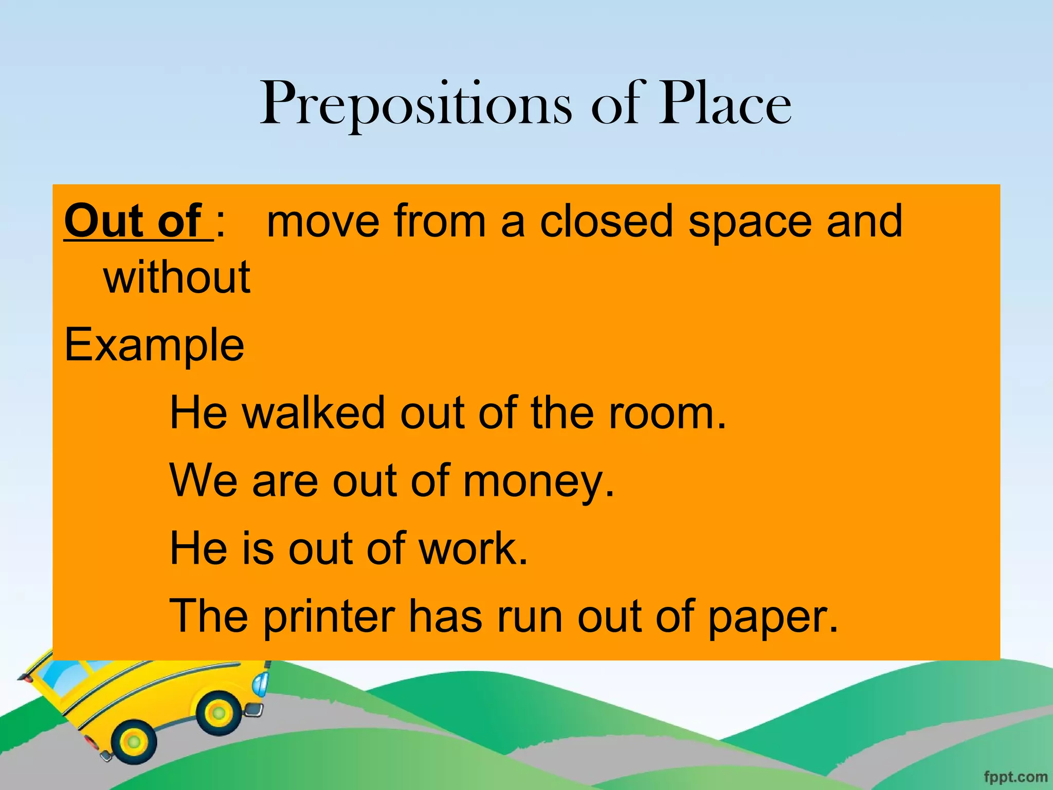 Prepositions of Place | PPT