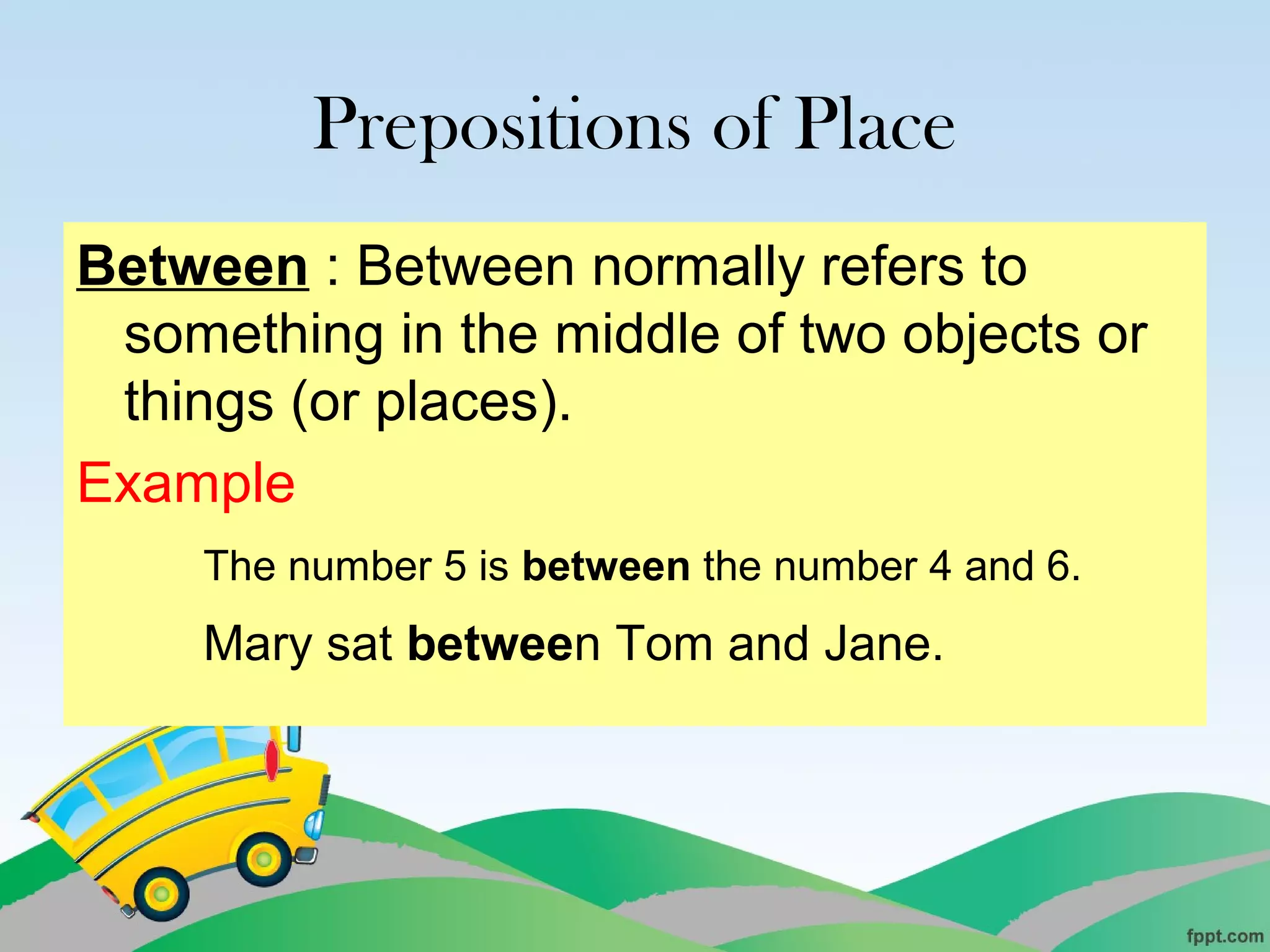 Prepositions of Place | PPT