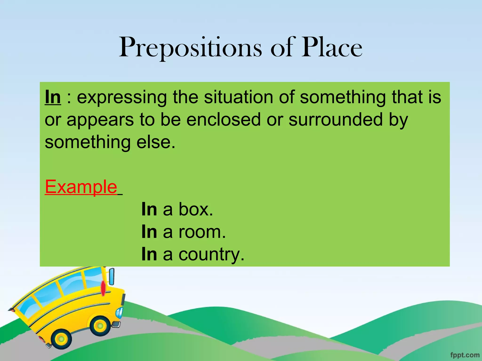 Prepositions of Place | PPT