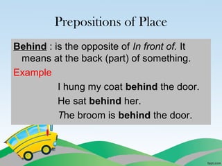 Prepositions of Place | PPT