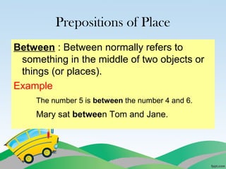 Prepositions of Place | PPT