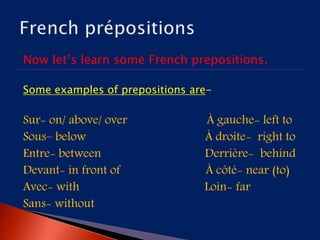 Prepositions in french | PPTX