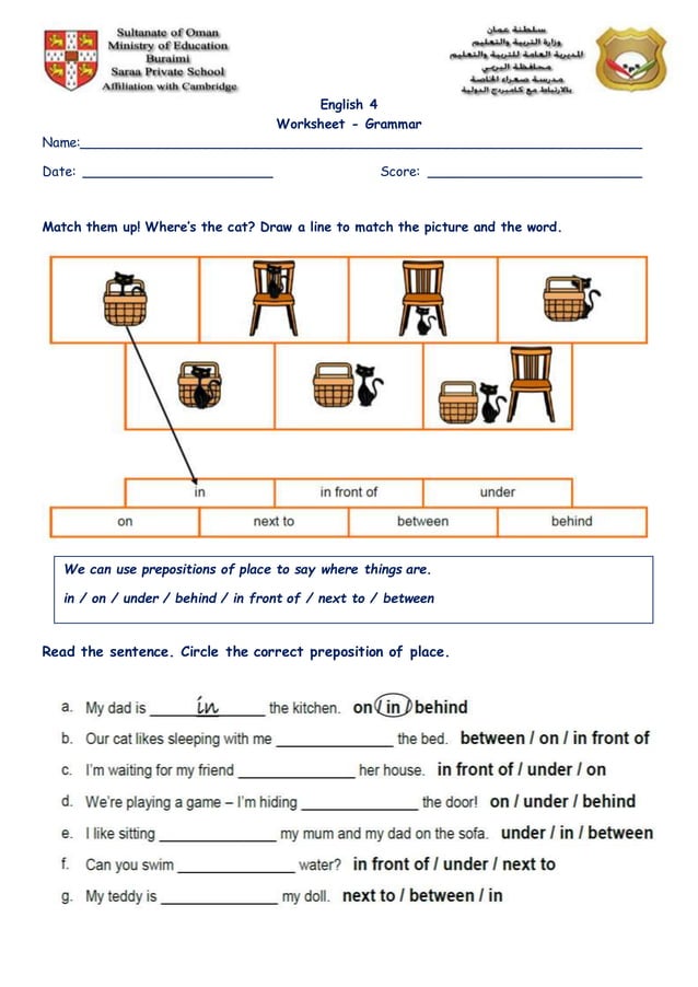 Worksheet: Prepositions | DOCX | Homework and Study | Education