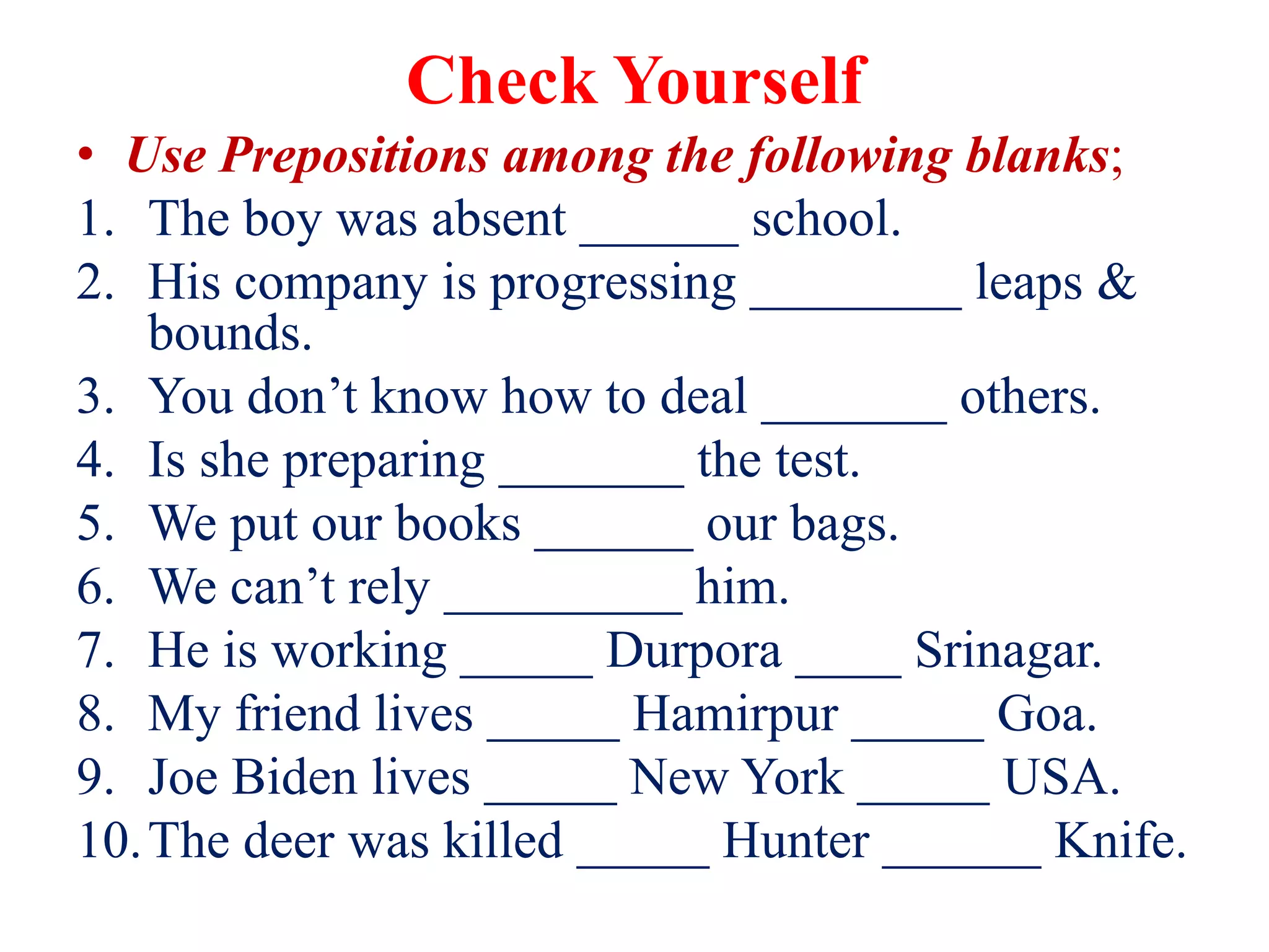 Prepositions and their Uses | PDF