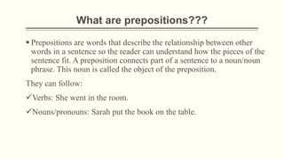 what are the Preposition and what is important of prepositions | PPT