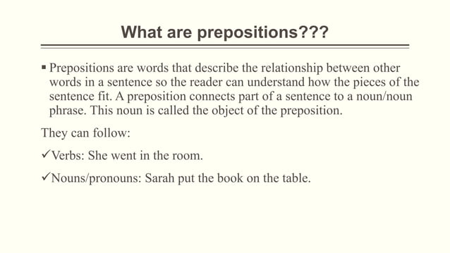 what are the Preposition and what is important of prepositions | PPT