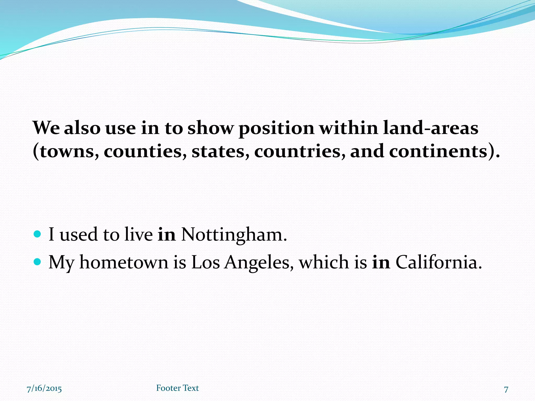 Prepositions of place in phrases | PPTX
