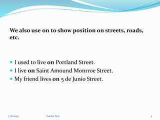 Prepositions of place in phrases | PPTX