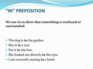 Prepositions of place in phrases | PPTX