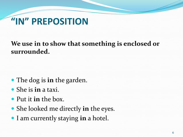 Prepositions of place in phrases | PPTX