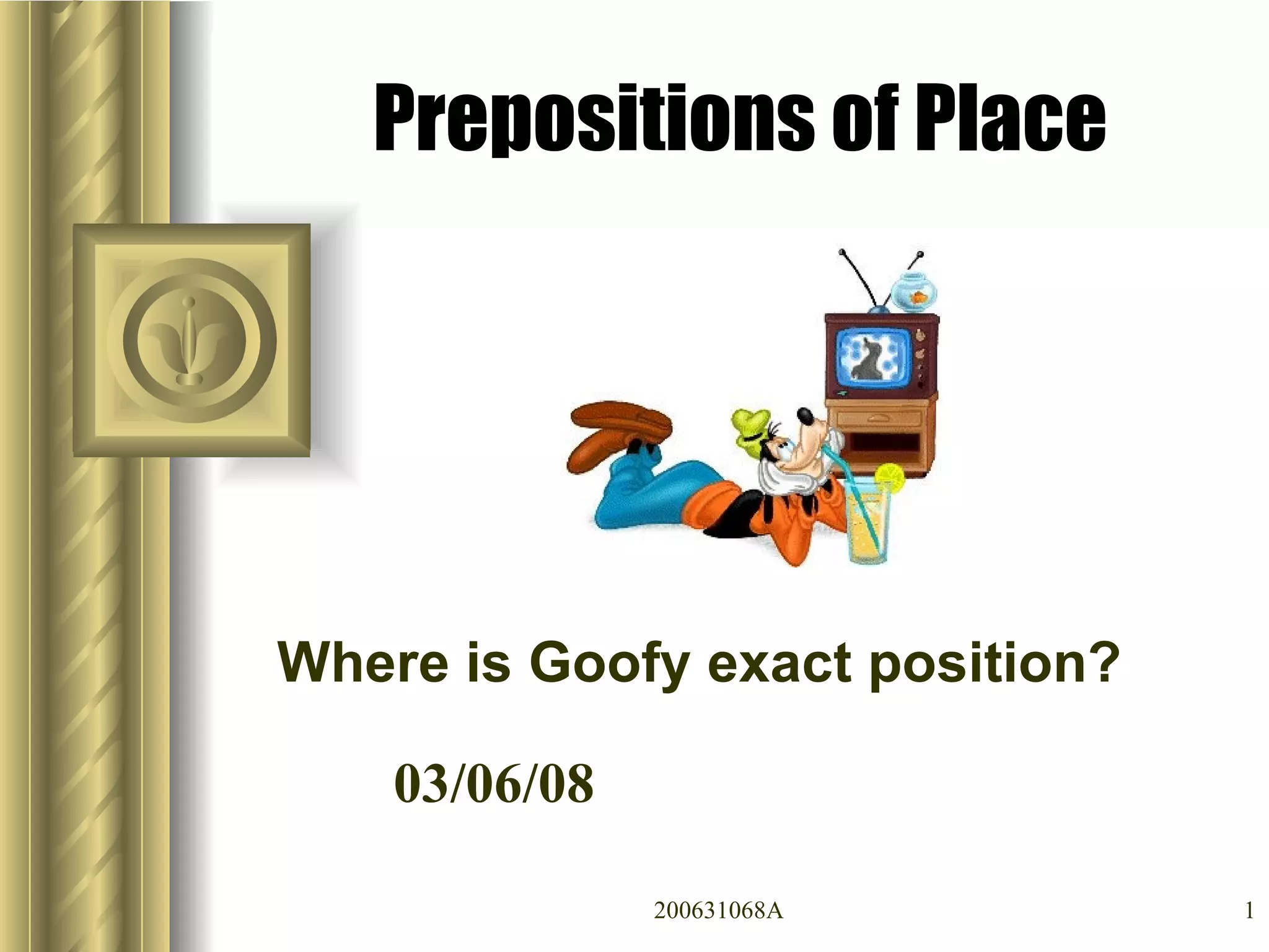 Prepositions Of Place | PPT