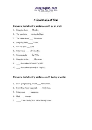 Prepositions of-time | PDF