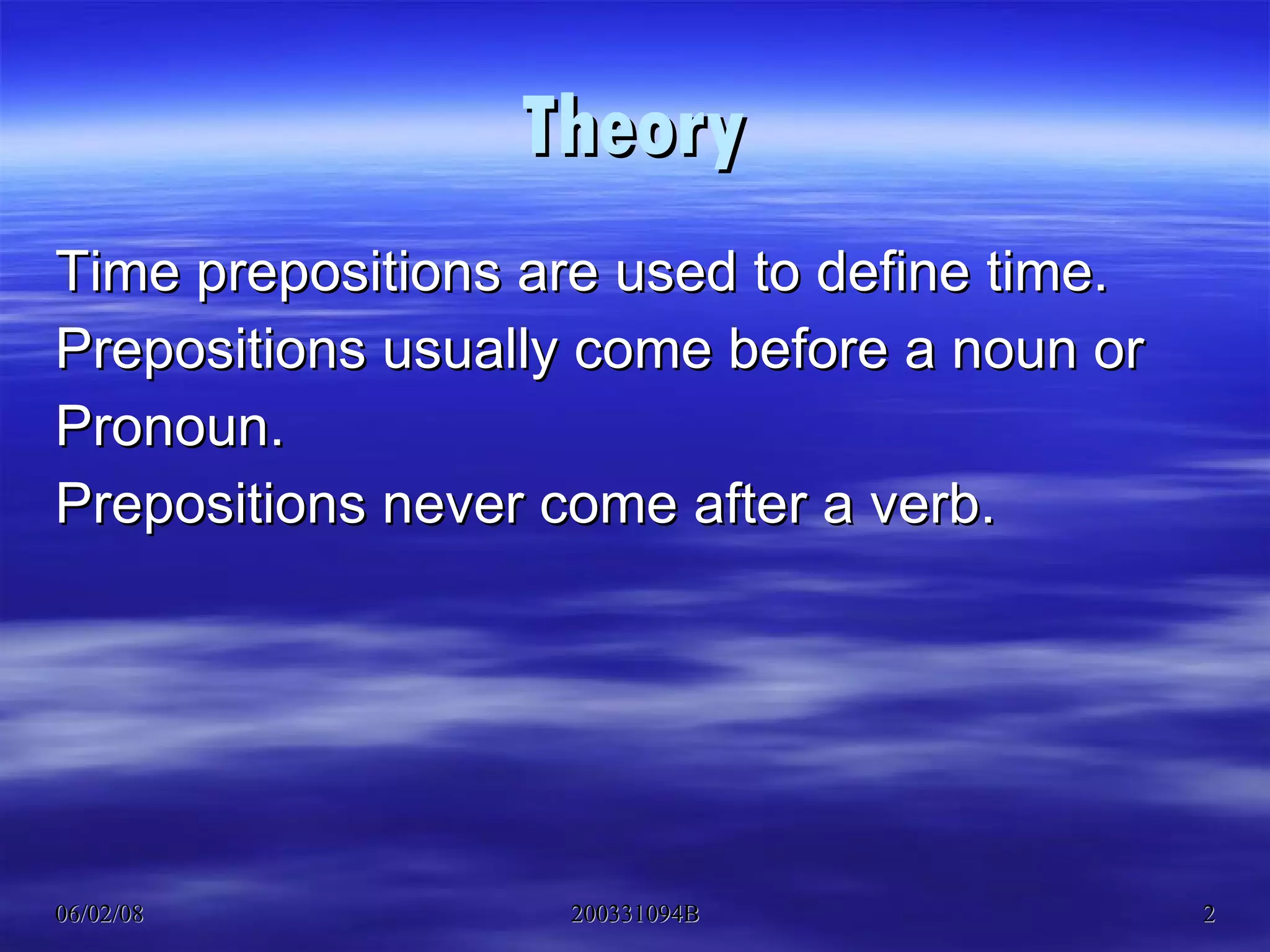 Prepositions Of Time | PPT | Movies | Entertainment