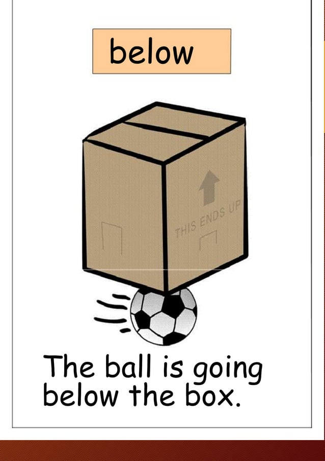 Prepositions 2 box and ball examples | PPT | Sports