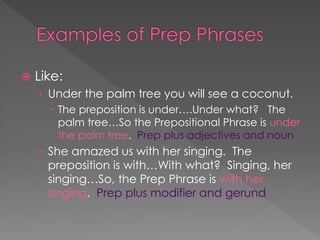 Prepositions and prepositional phrases | PPTX