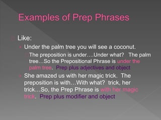 Prepositions and prepositional phrases | PPT
