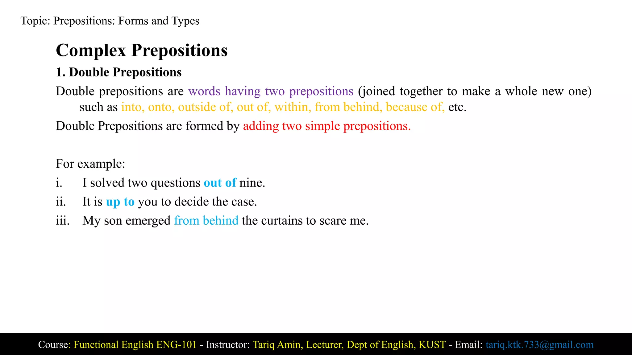 Prepositions: forms and types | PPTX