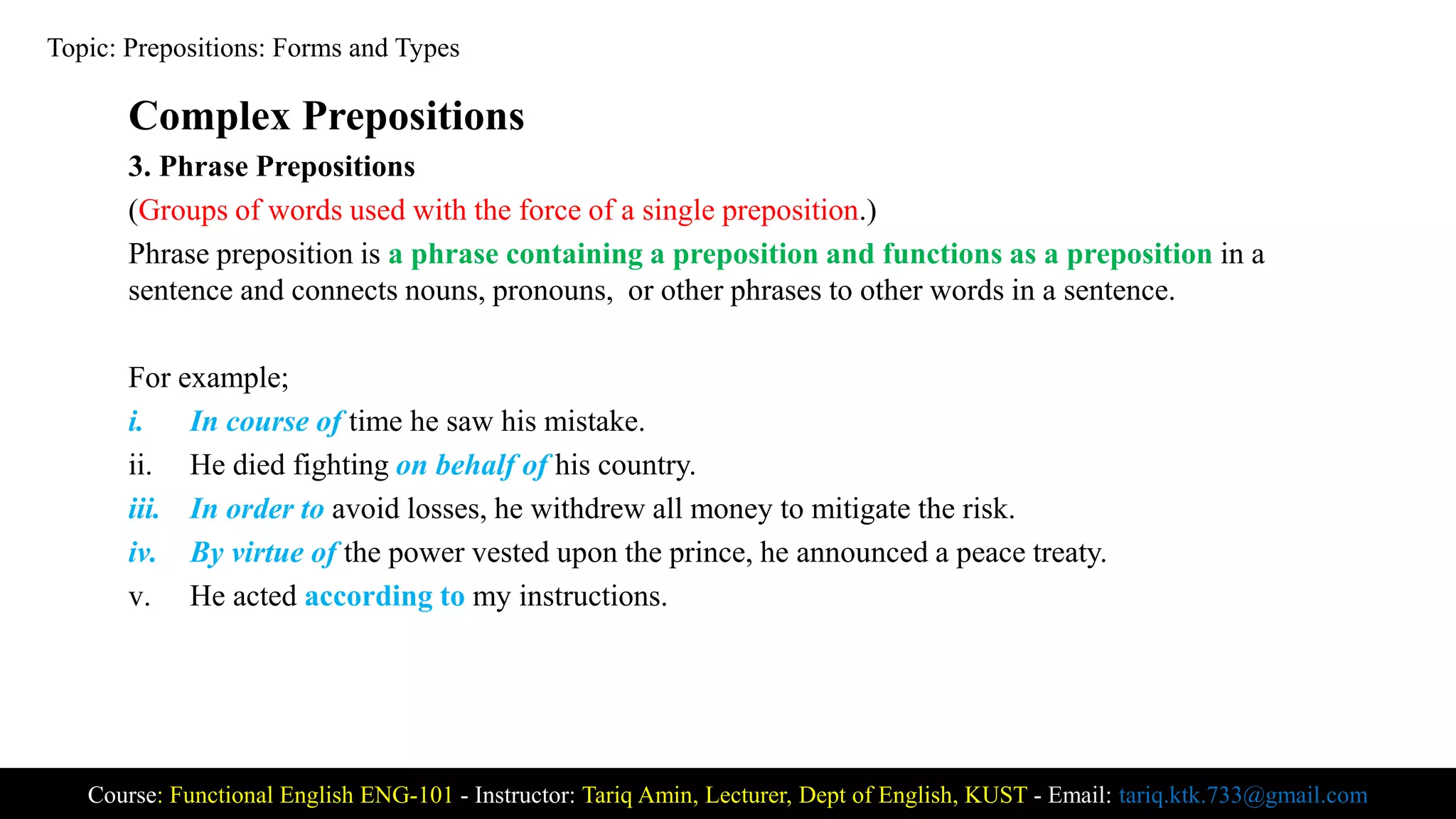 Prepositions: forms and types | PPTX