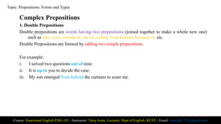 Prepositions: forms and types | PPTX