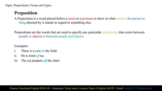 Prepositions: forms and types | PPTX