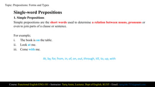 Prepositions: forms and types | PPTX