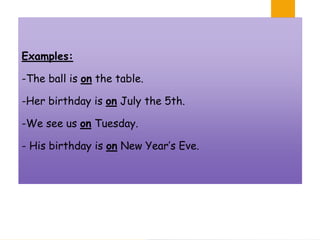 Prepositions in on | PPT