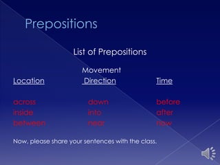 Prepositions mini lesson_esl502[1] | PPTX