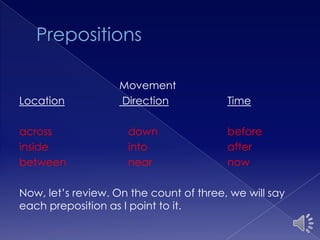 Prepositions mini lesson_esl502[1] | PPTX