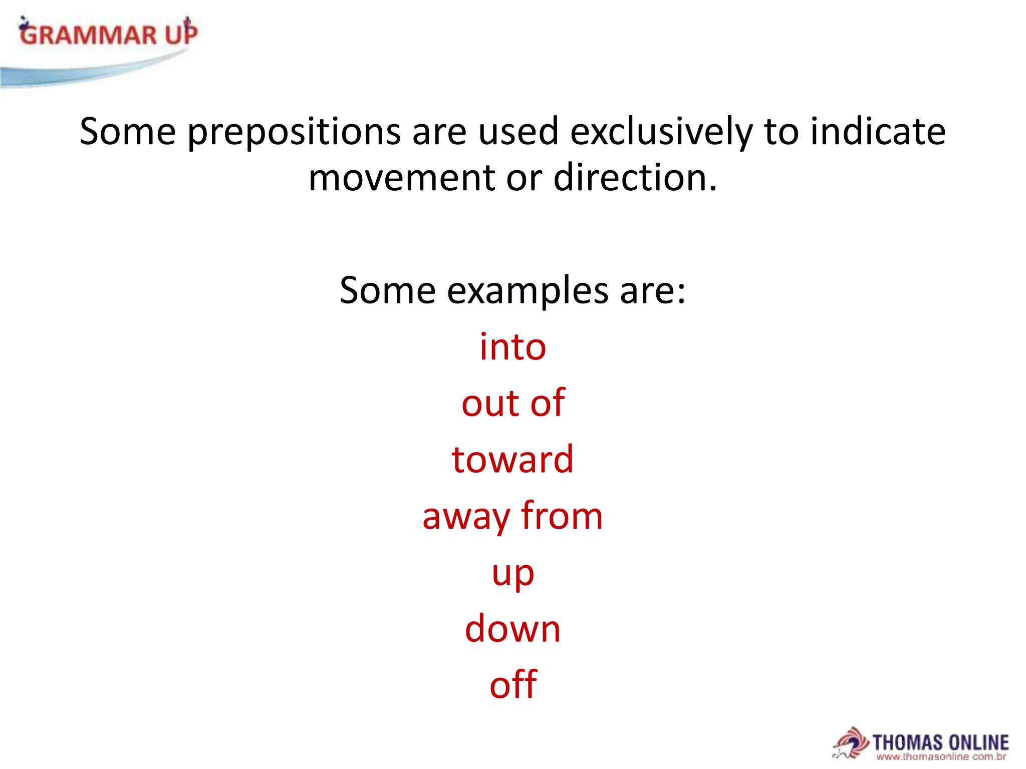 Prepositions movement and direction | PPTX