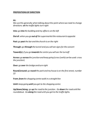 Prepositions: Direction | PDF