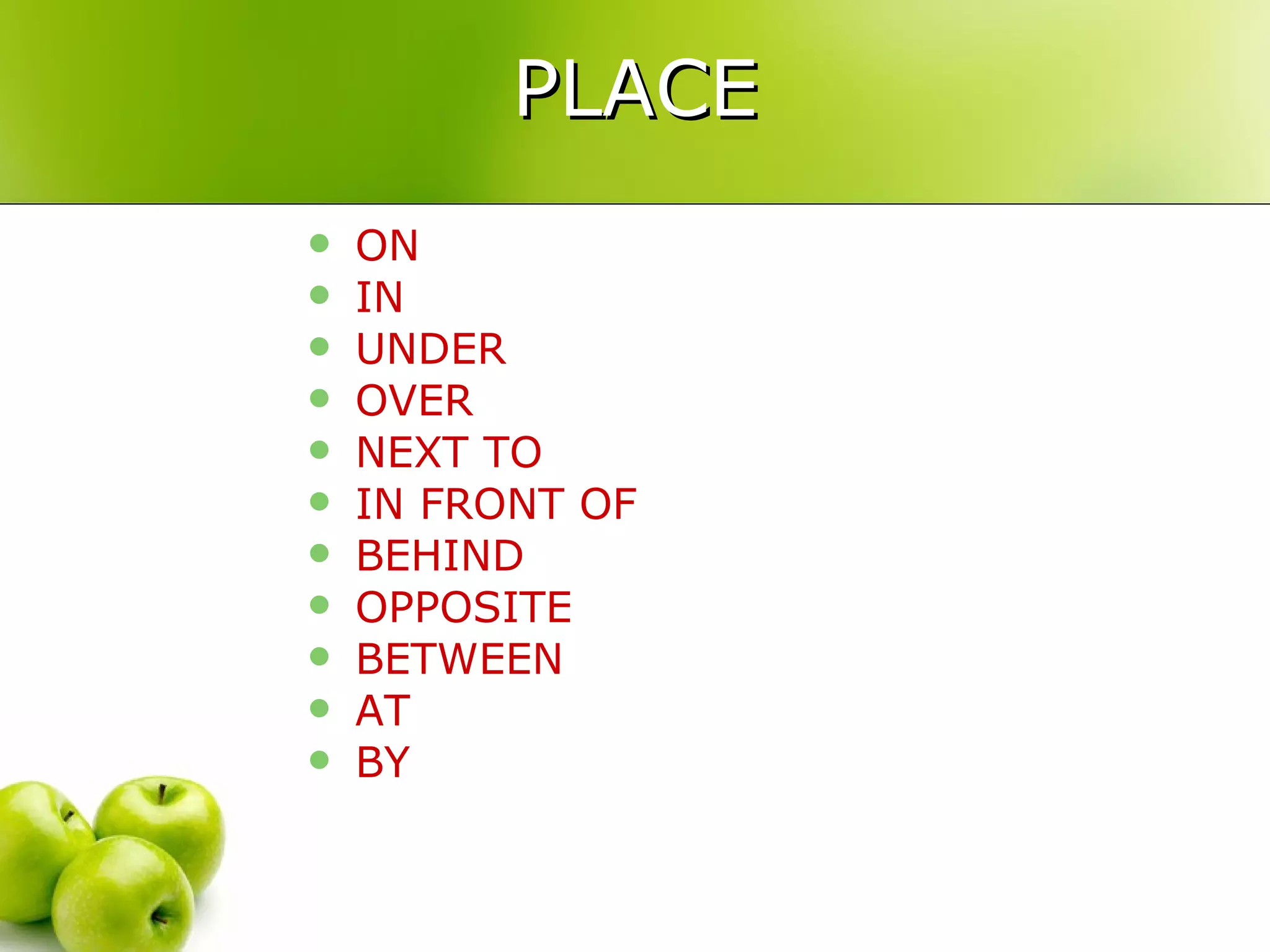 Prepositions of place | PPT