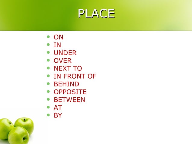 Prepositions of place | PPT