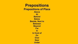 Prepositions of Place | PPTX