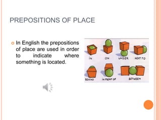 Prepositions of place | PPTX