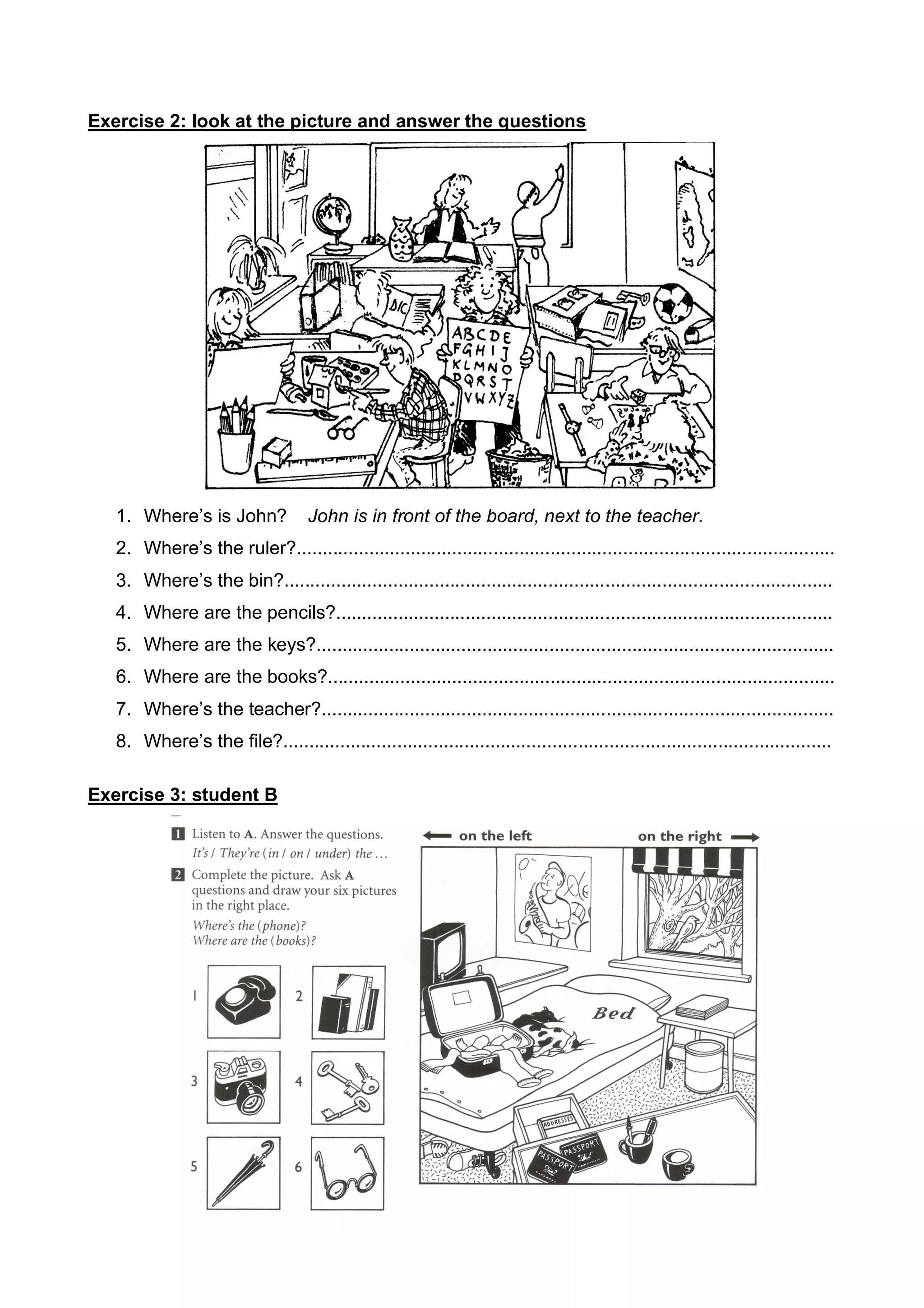 Prepositions of place | PDF | Homework and Study | Education