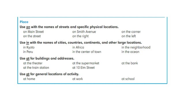 PREPOSITIONS OF PLACE OF ENGLIS OF INSTITUTE | PPT